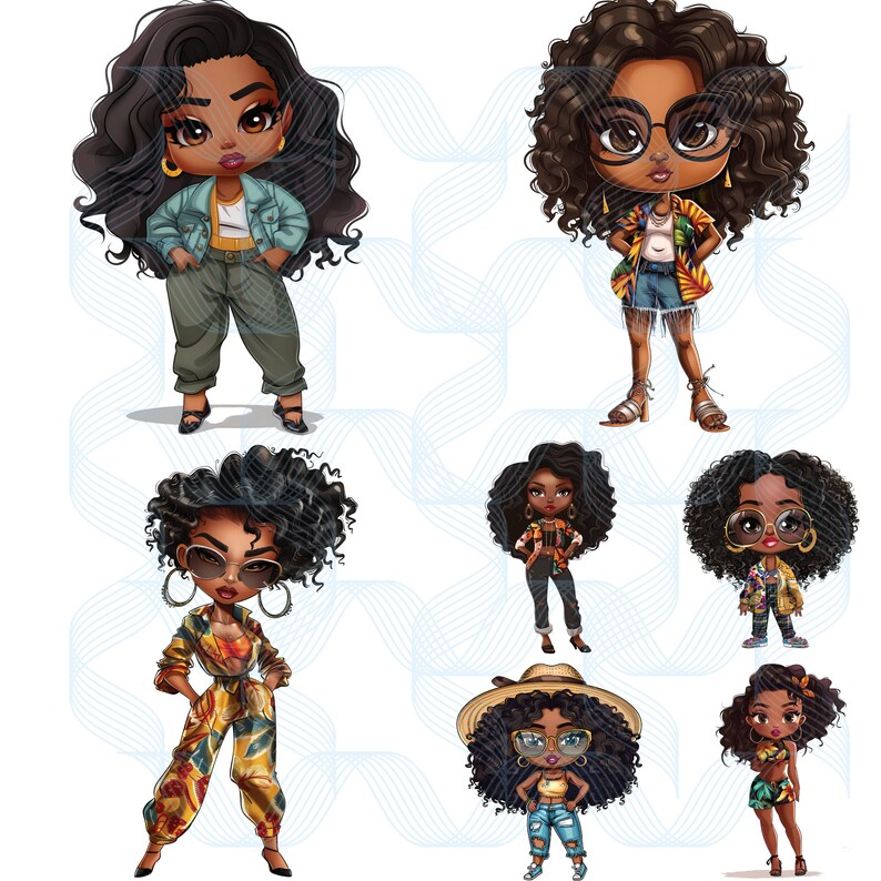25 Chibi Black Girl Clipart,afro Girl Clipart, Fashion Girl Clipart ...