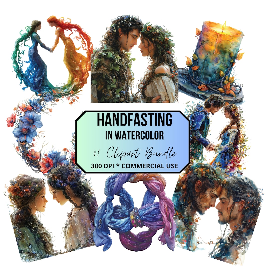 41 Watercolor Handfasting Clipart, Pagan Wedding Ceremony, Neopagan ...