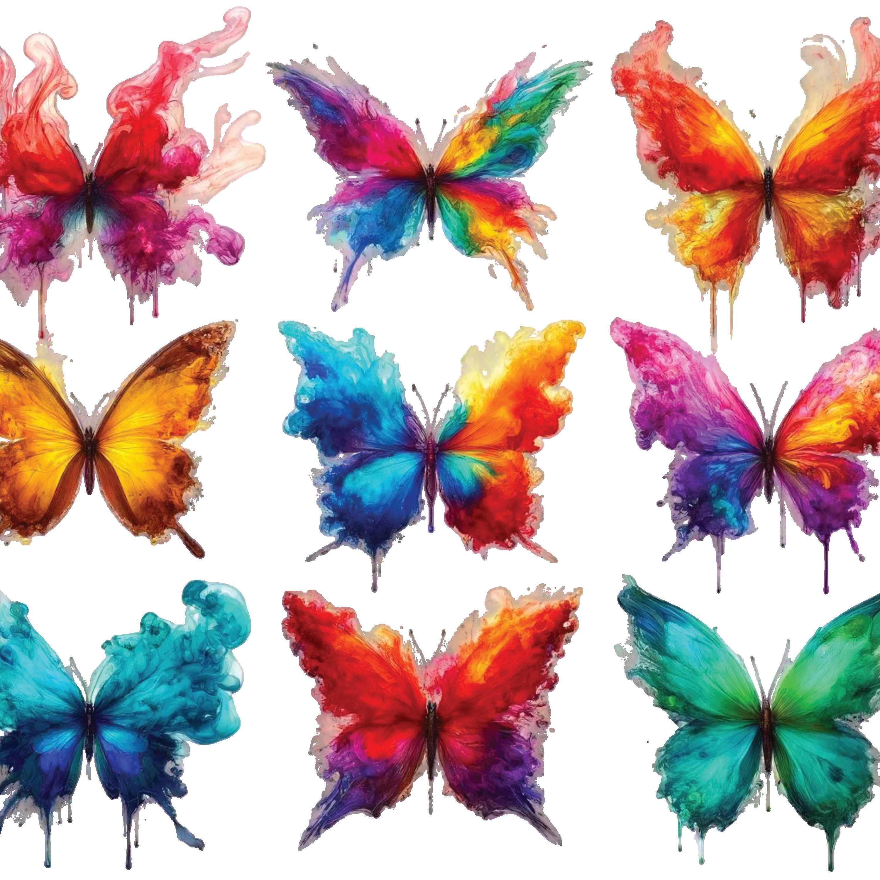 15 Smoke Alcohol Ink Mystic Butterflies, High Quality Clipart Bundle ...