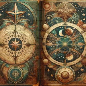 4 Celestial , Astronomy Junk Journal, Art Journal Covers, 300 Dpi for ...