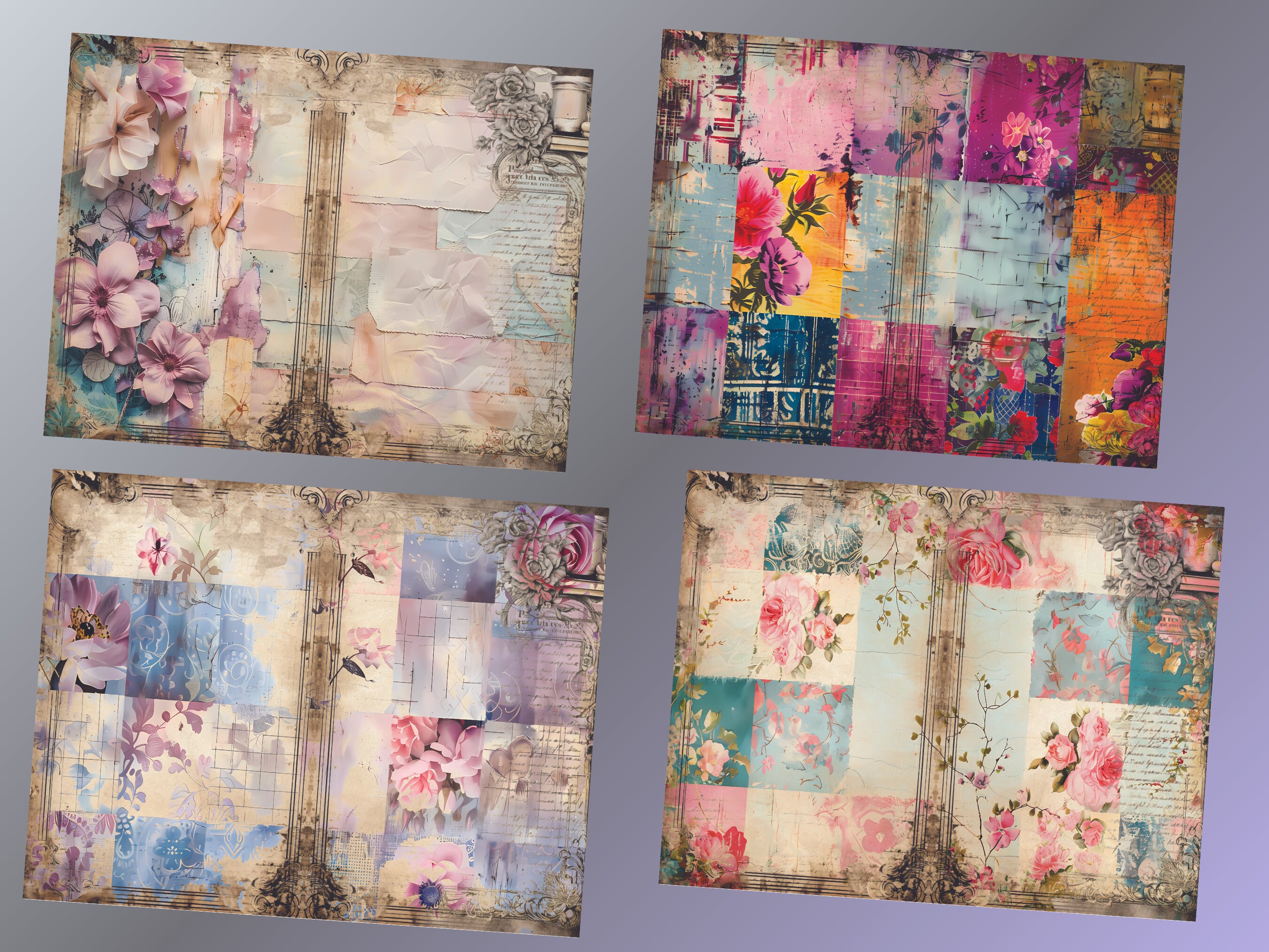 Patchwork Quilt Junk Journal Pages, Digital Paper, Letter Size ...