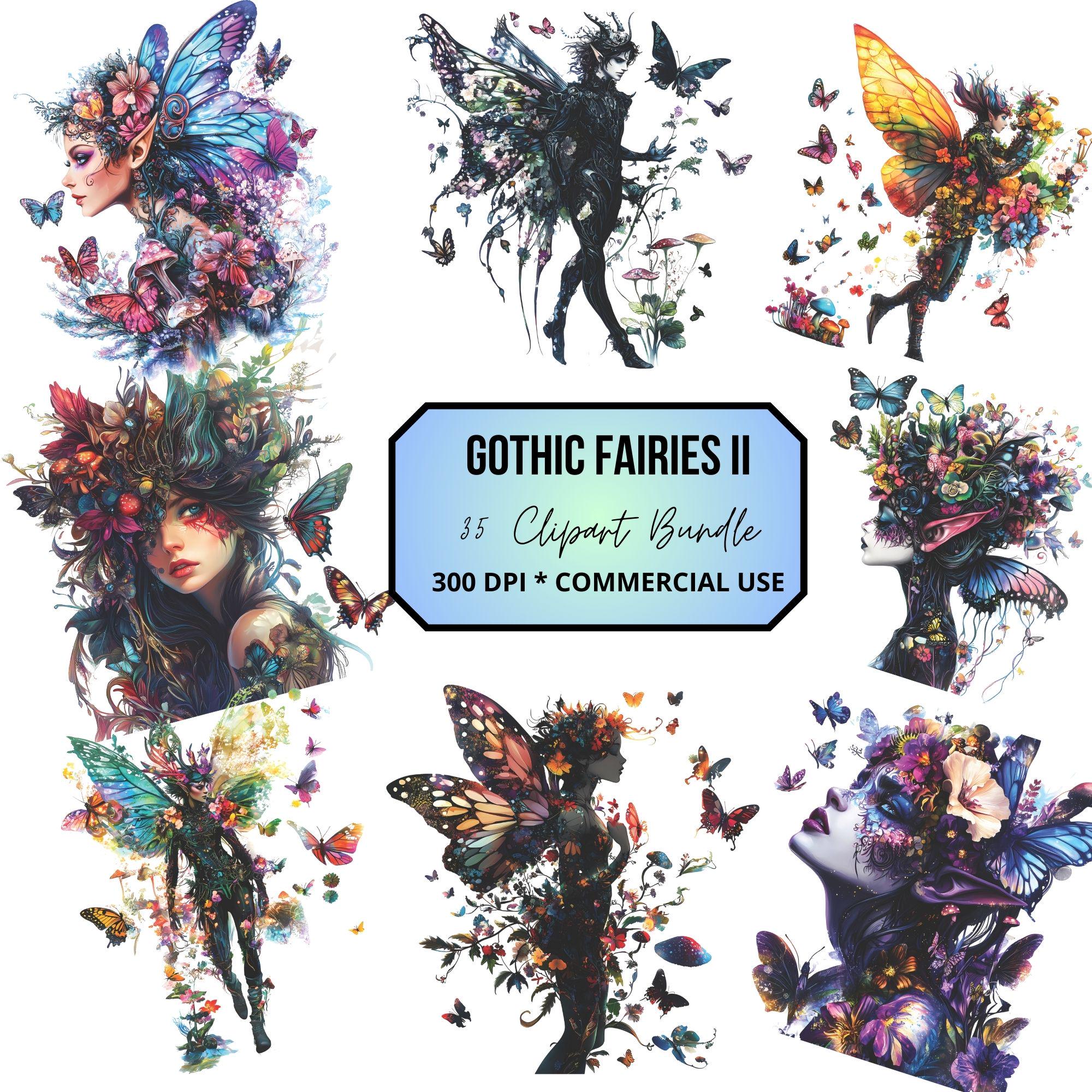 Dark Fairies Clipart - 35 PNG Black Fairy Graphics, Magical Fairytale ...