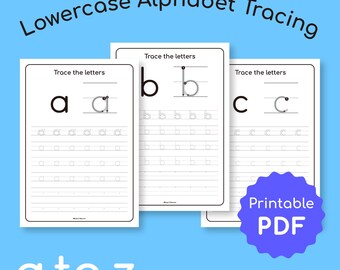 Lowercase Alphabet Tracing Worksheets, Handwriting Practice (PDF) - Etsy