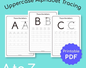 Alphabet Tracing, Worksheets, 26 Printable Uppercase, Preschool ...