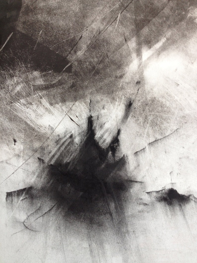Abstract, Drawing, Charcoal - Fine Art Print - Dendrite VII - Monotype ...