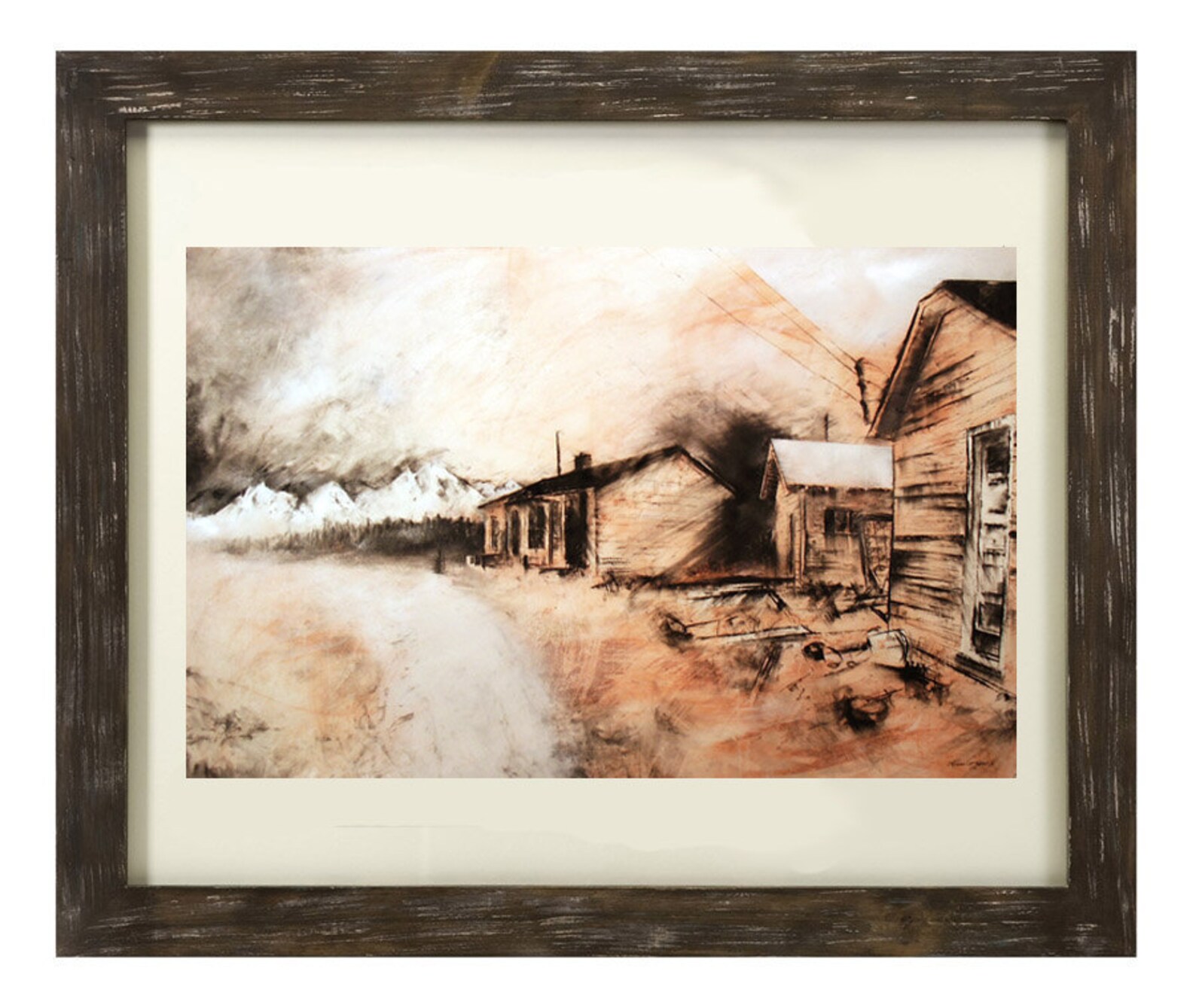 Charcoal Drawing Ghost Town Abandoned Fine Art Print - Etsy