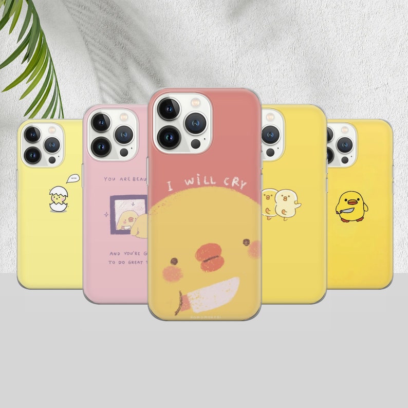 Cute Duck Phone Case Minimalist Animal Cover for iPhone 15 Pro Max, 14 ...