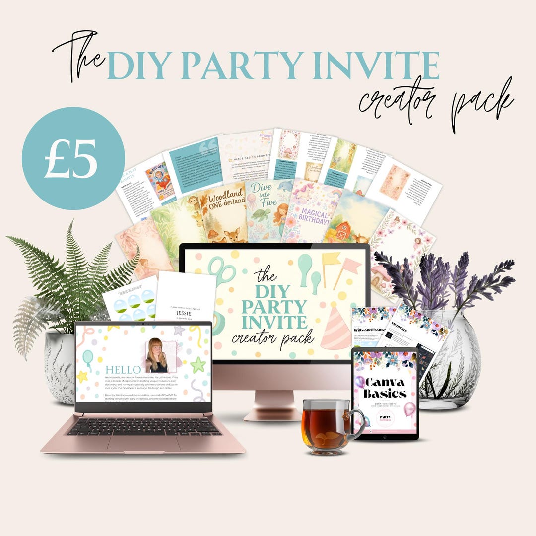 DIY Party Invitation Canva Kit: Prompts, Templates & Guide Ebook - Etsy