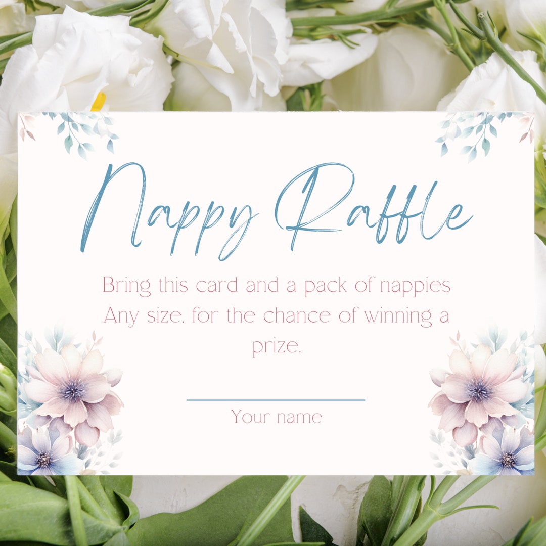 Editable Nappy Raffle Card Template | Afternoon Tea Party Theme | 3.5x5 ...