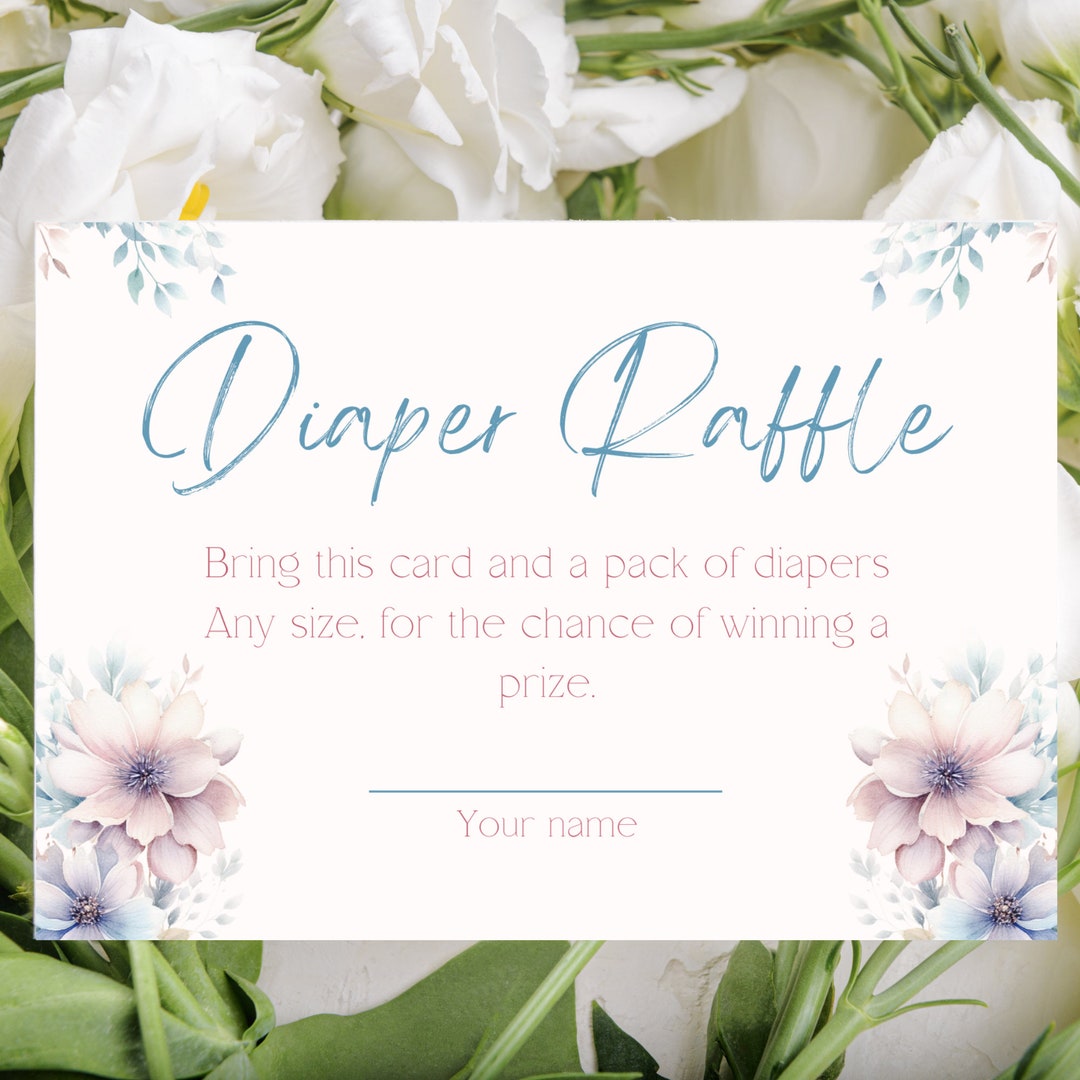 Editable Diaper Raffle Card Template | Afternoon Tea Party Theme | 3 ...