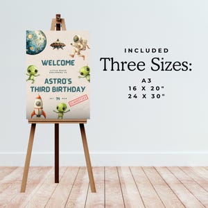 Space Alien 3rd Birthday Welcome Sign: Rocket Canva Template - Etsy