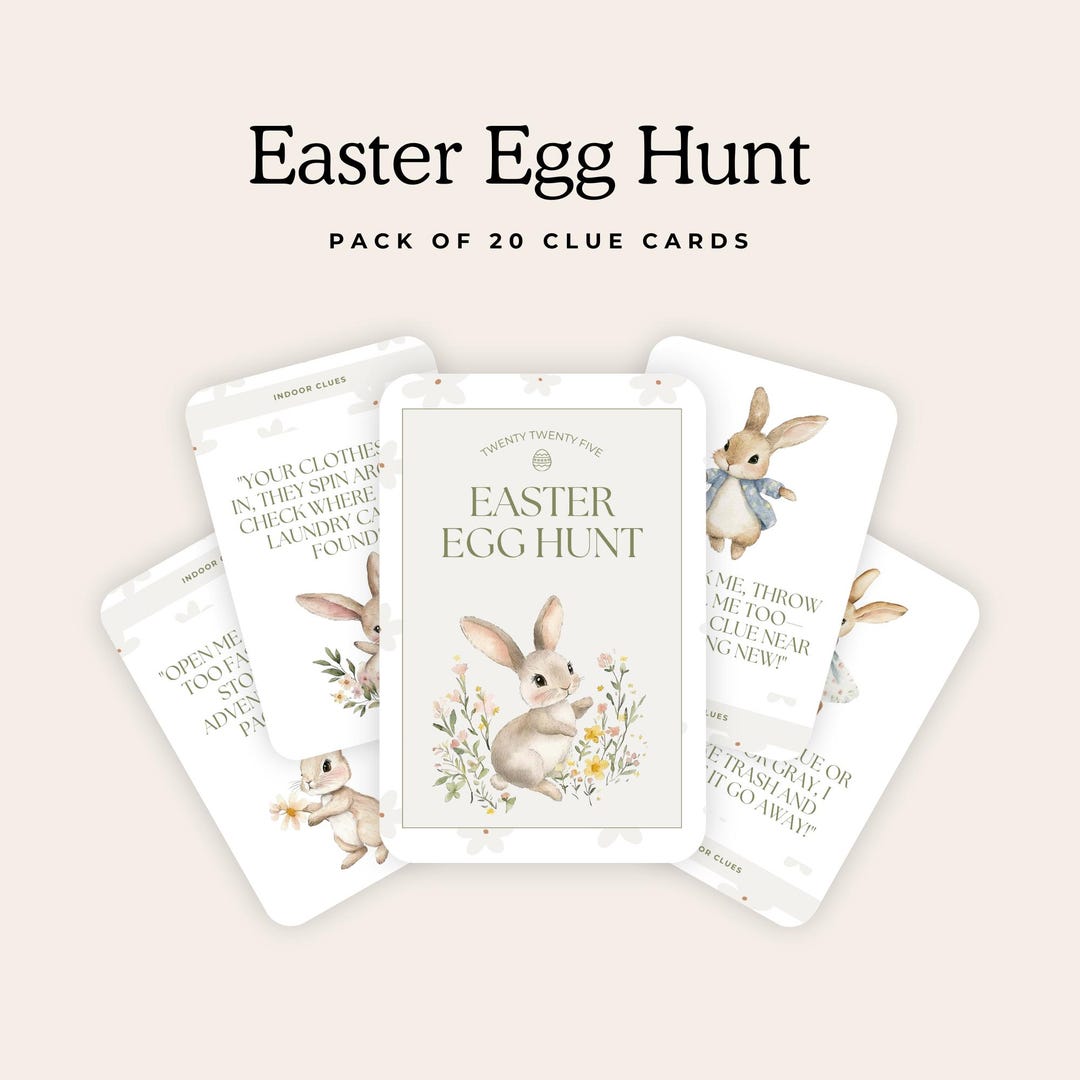 Easter Egg Hunt Clue Cards | 20 Fun Indoor & Outdoor Riddle Clues ...