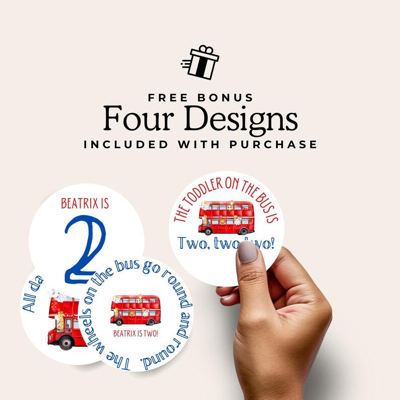 Wheels on the Bus Birthday Cupcake Toppers - Red London Bus Birthday ...