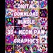 DIGITAL DOWNLOAD BUNDLE Neon Paw Prints Graphics Design Background ...