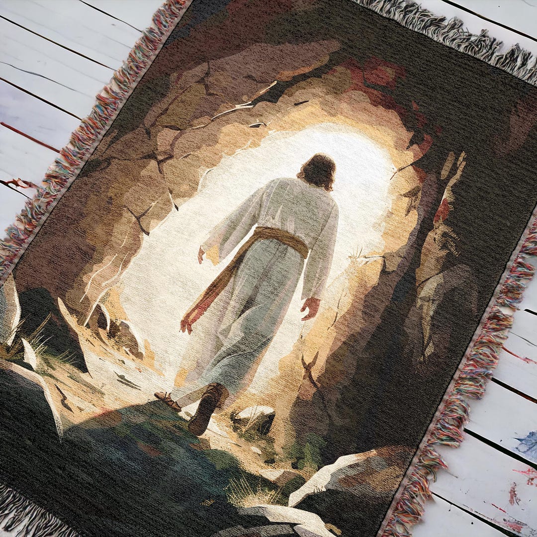 Jesus Resurrection Christian Easter Woven Throw Blanket, Faith Based ...