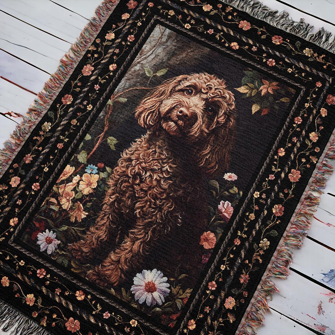 Dark Moody Chocolate Cockapoo Memorial Woven Throw Blanket, New Puppy ...