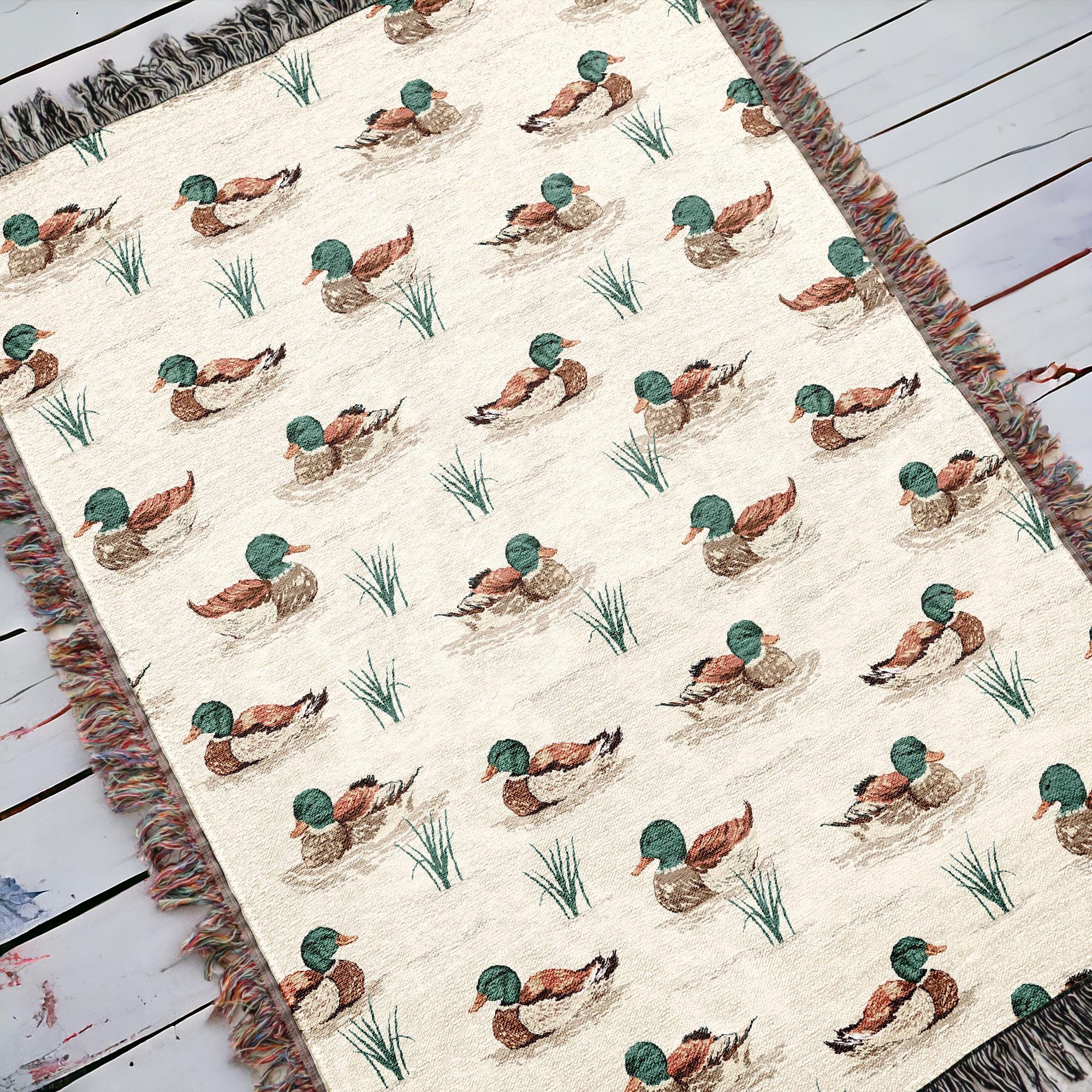 Mallard Duck Woven Throw Blanket, Wildlife Wall Art Tapestry, Nature ...