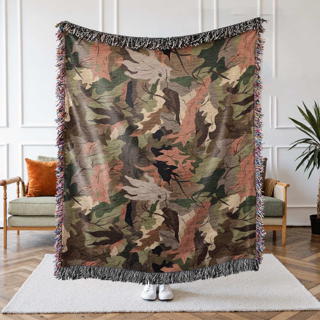 Fall Camouflage Woven Throw Hunting Season Widow Blanket, Outdoorsmen ...