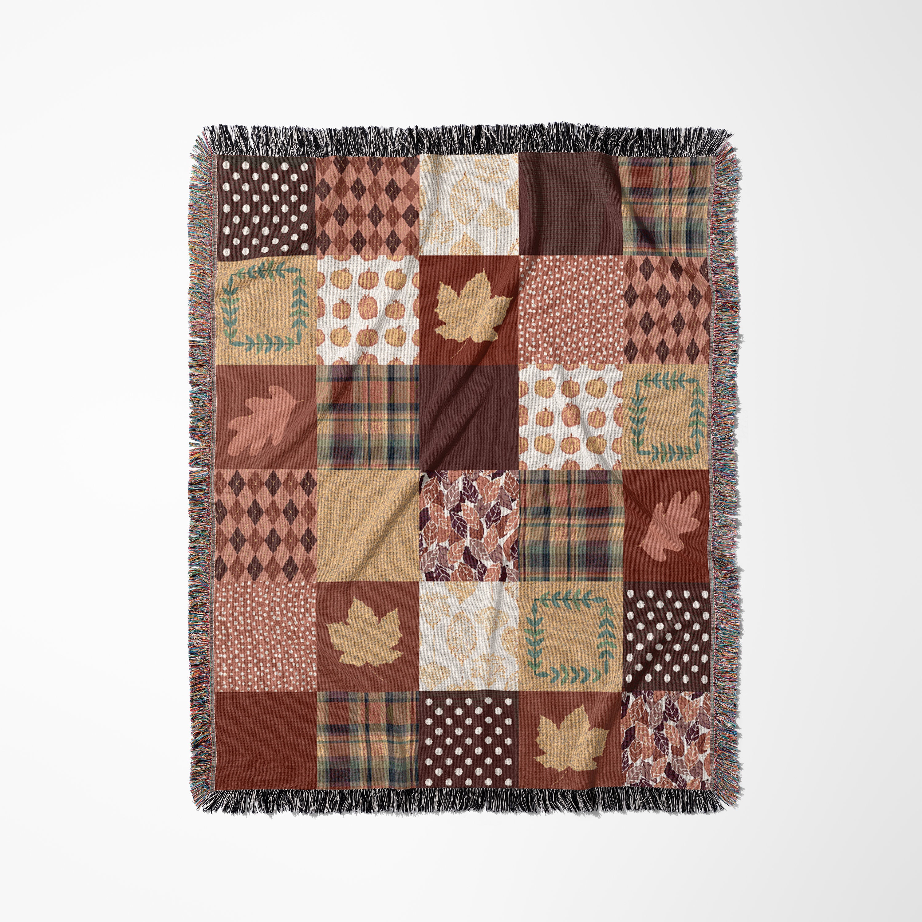 Cozy Autumn Plaid Woven Throw Blanket Autumn Wall Art Leaf Blanket ...