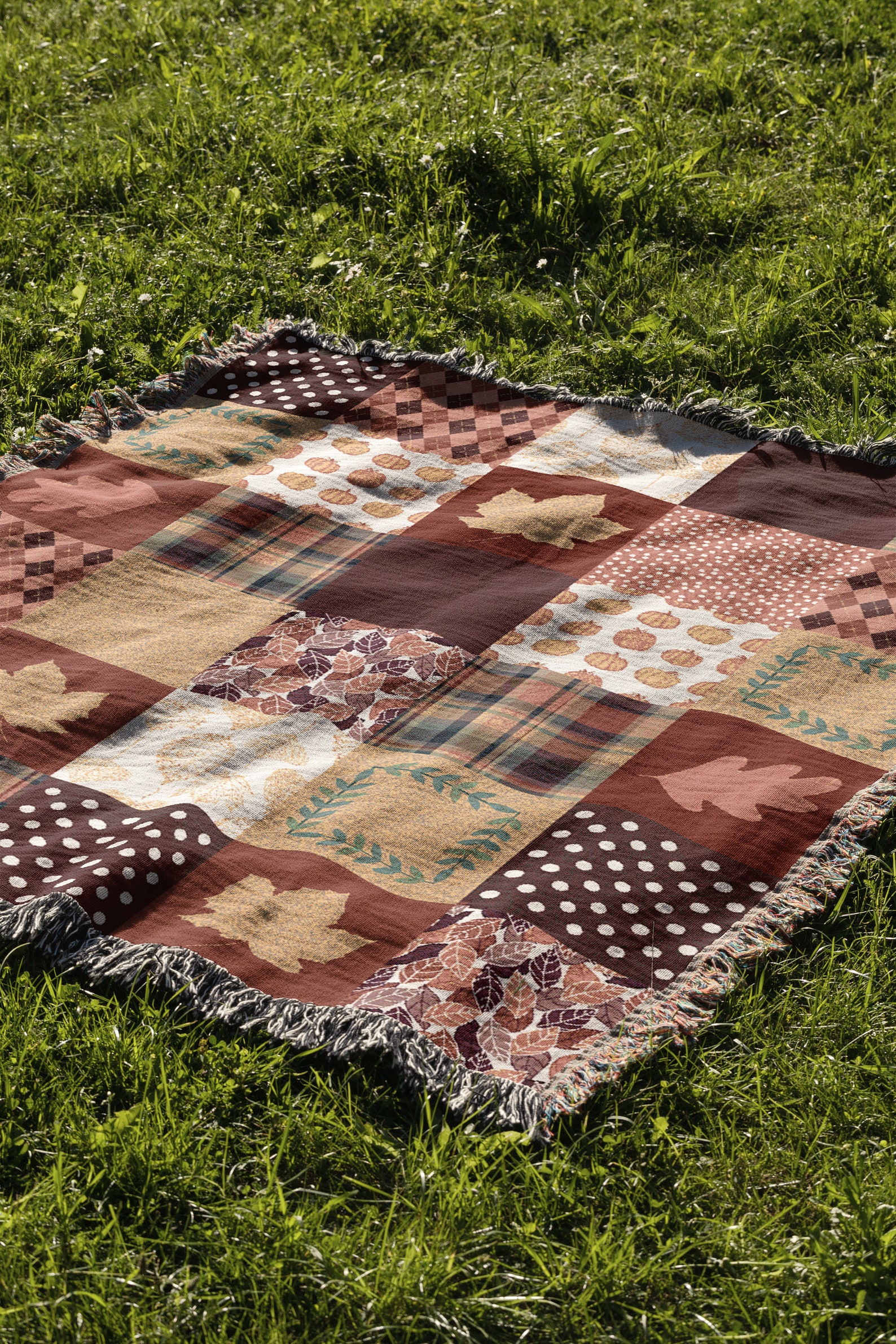 Cozy Autumn Plaid Woven Throw Blanket Autumn Wall Art Leaf Blanket ...