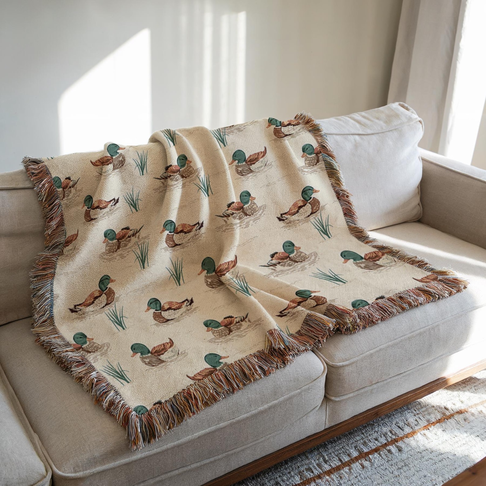 Mallard Duck Woven Throw Blanket, Wildlife Wall Art Tapestry, Nature ...