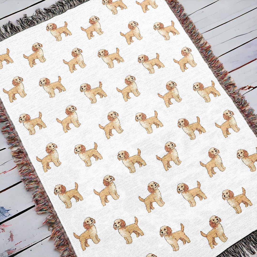 Cockapoo Woven Throw Blanket, New Puppy Welcome Tapestry, Pet Mom Dog ...