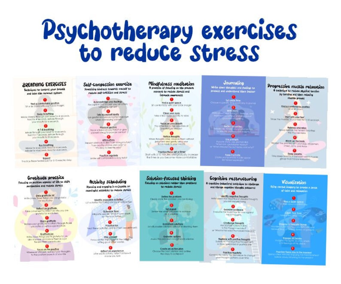 10 Slides About Psychotherapy Exercices to Reduce Stress - Etsy