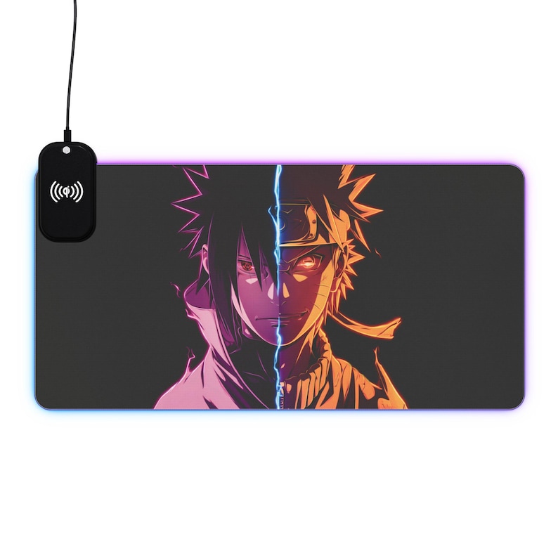 Naruto X Sasuke LED Gaming Mouse Pad, Wireless Charging - Etsy
