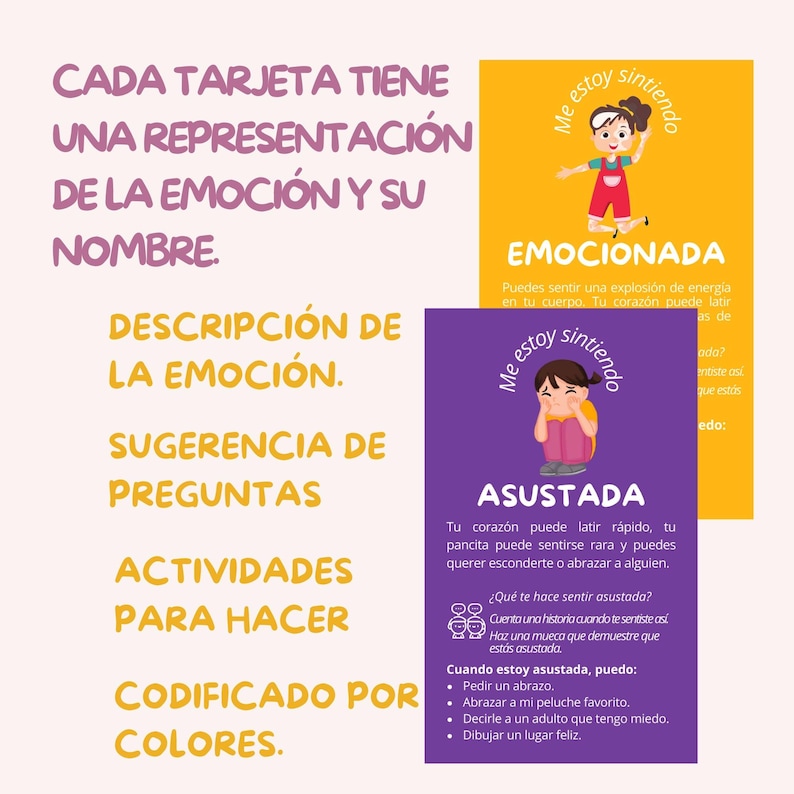 26 Tarjetas De Emociones Para NIÑAS Emotion Flashcards Feelings Spanish ...