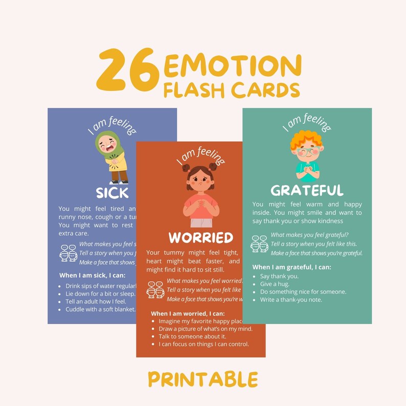 Emotion Flashcards Feelings - Interactive Play and Learn - Toddler and ...