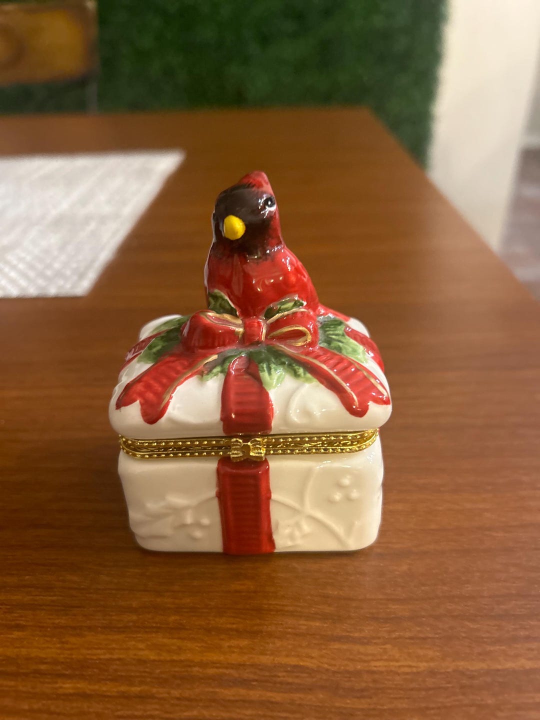 Cardinal Hinged Trinket Box Ceramic - Etsy