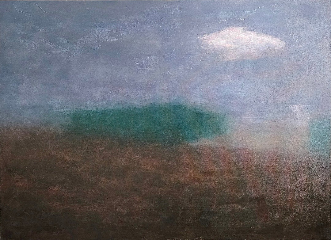 Kitchener Night Field Study With Treeline and Pink Cloud - Etsy