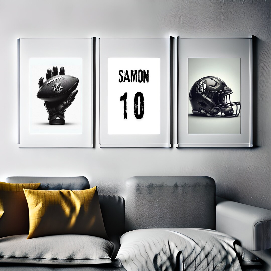 Custom Football Jersey Art ,personalized American Football Poster, Boys ...