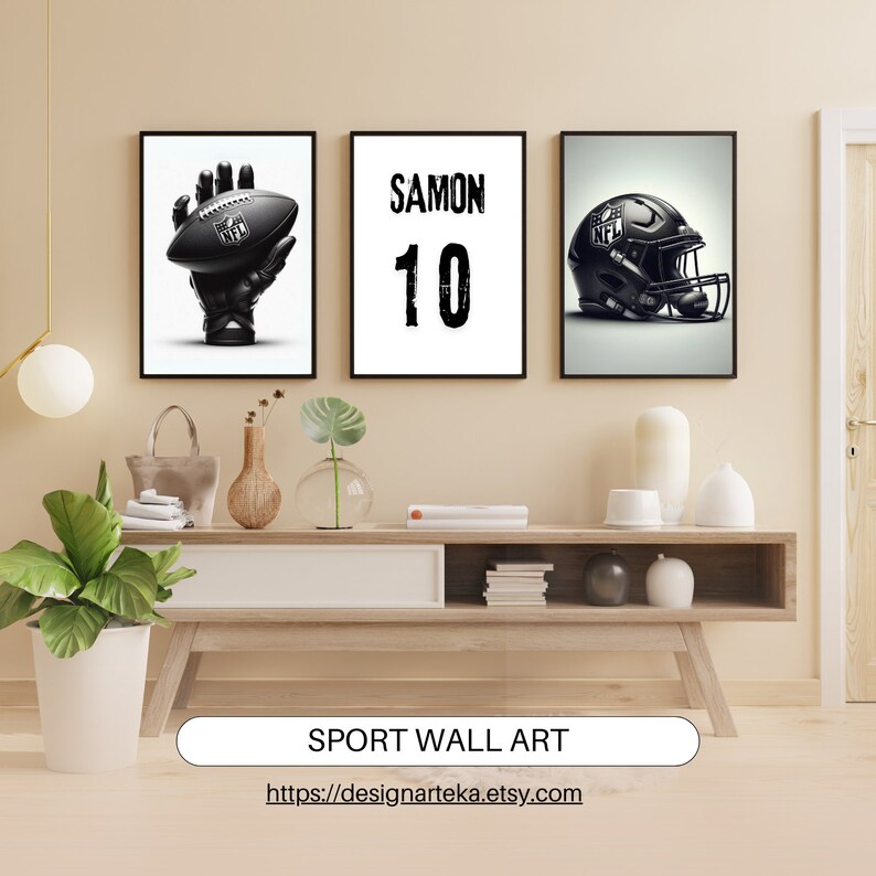 Custom Football Jersey Art ,personalized American Football Poster, Boys ...
