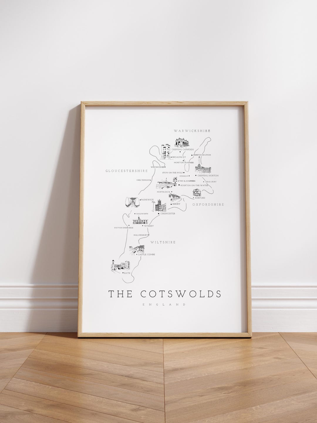 Cotswold Hand-illustrated Pen and Ink Map Print A3 Wall Art - Etsy
