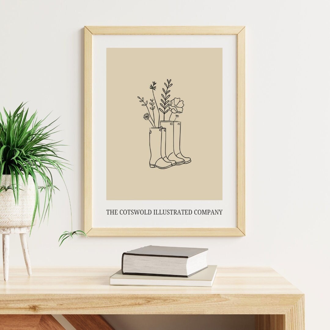 Welly Boots Simple Line Art Print Digital Download - Etsy
