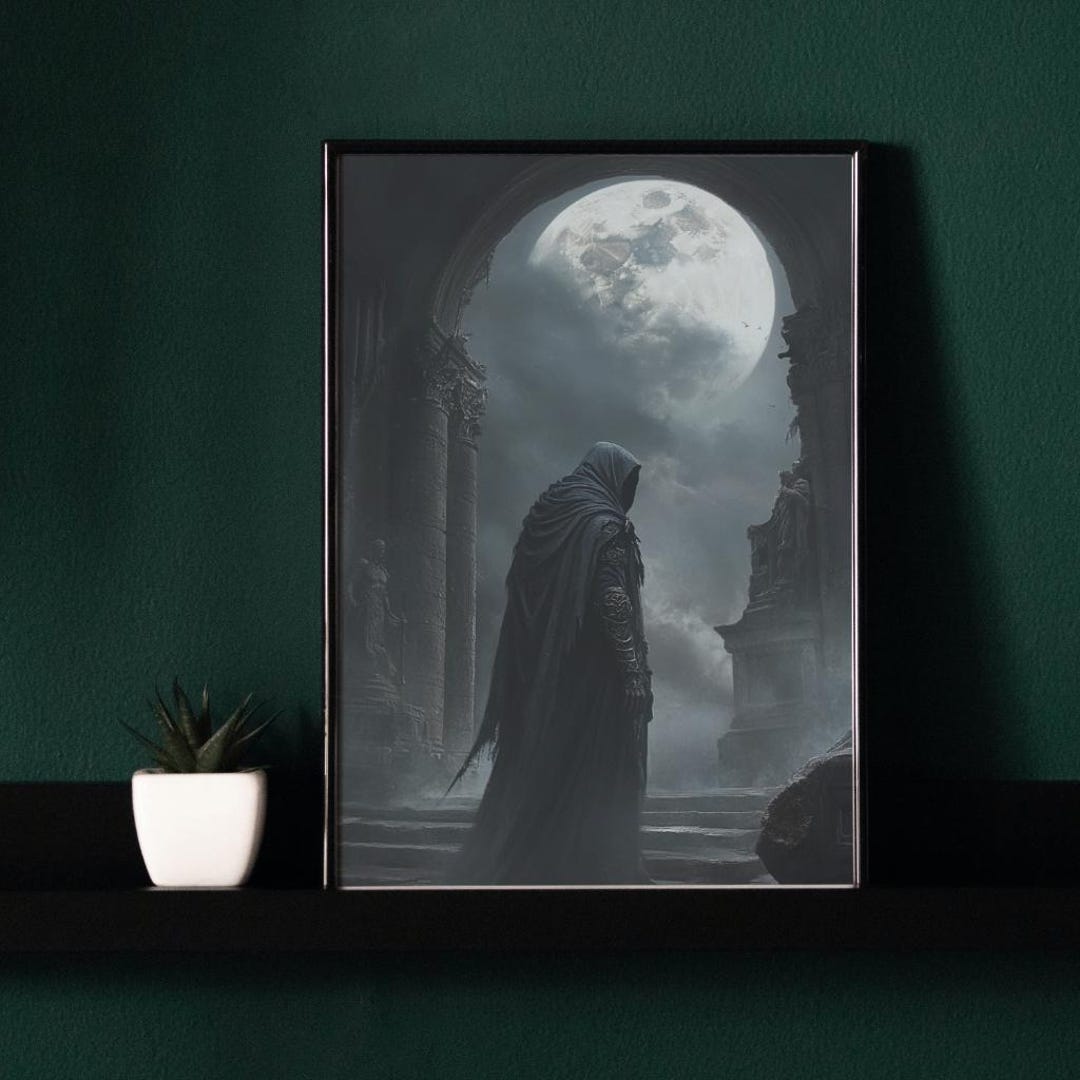 Arcane Sorcerer Poster, Gothic Fantasy Wall Decor, Dark Magic Art ...