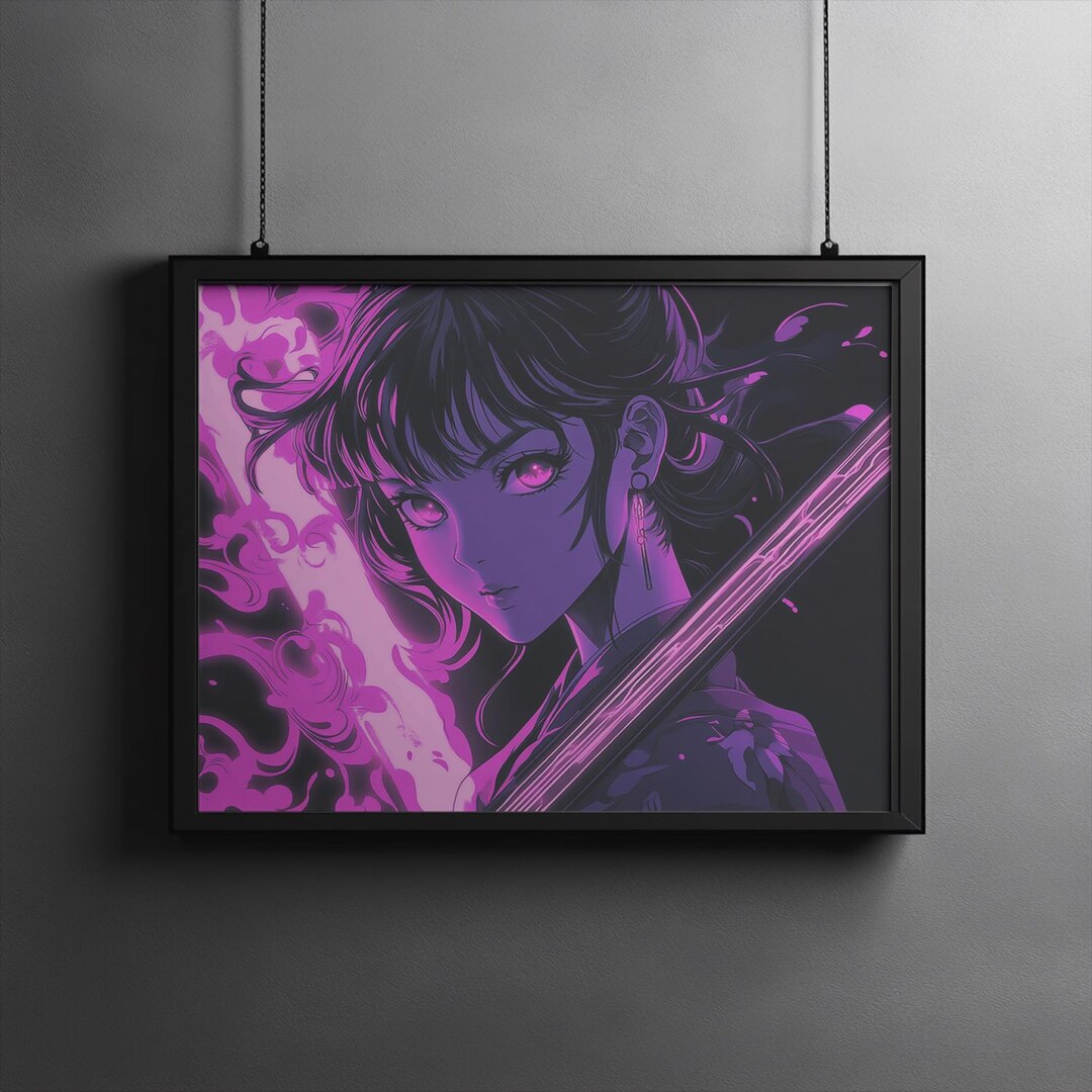 Cyberpunk Samurai Woman Neon Ronin With a Glowing Katana, Futuristic ...