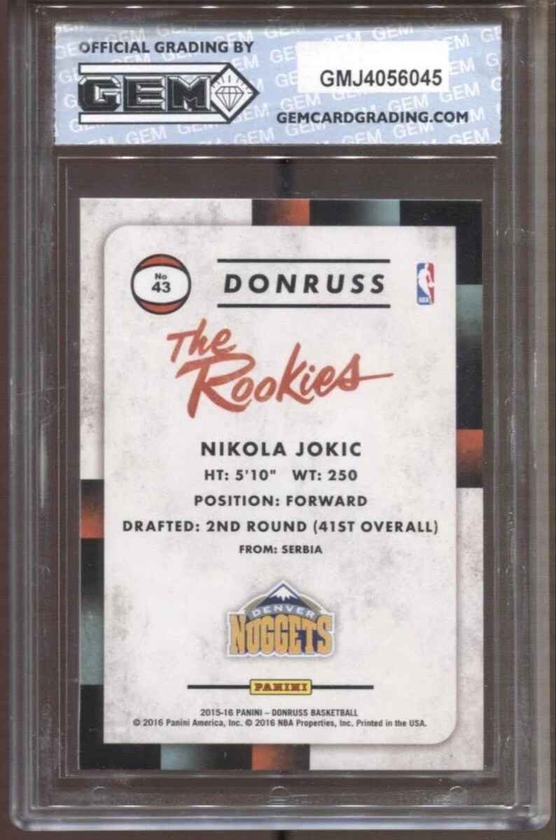 Nikola Jokic Graded 10 Rookie Card - Etsy