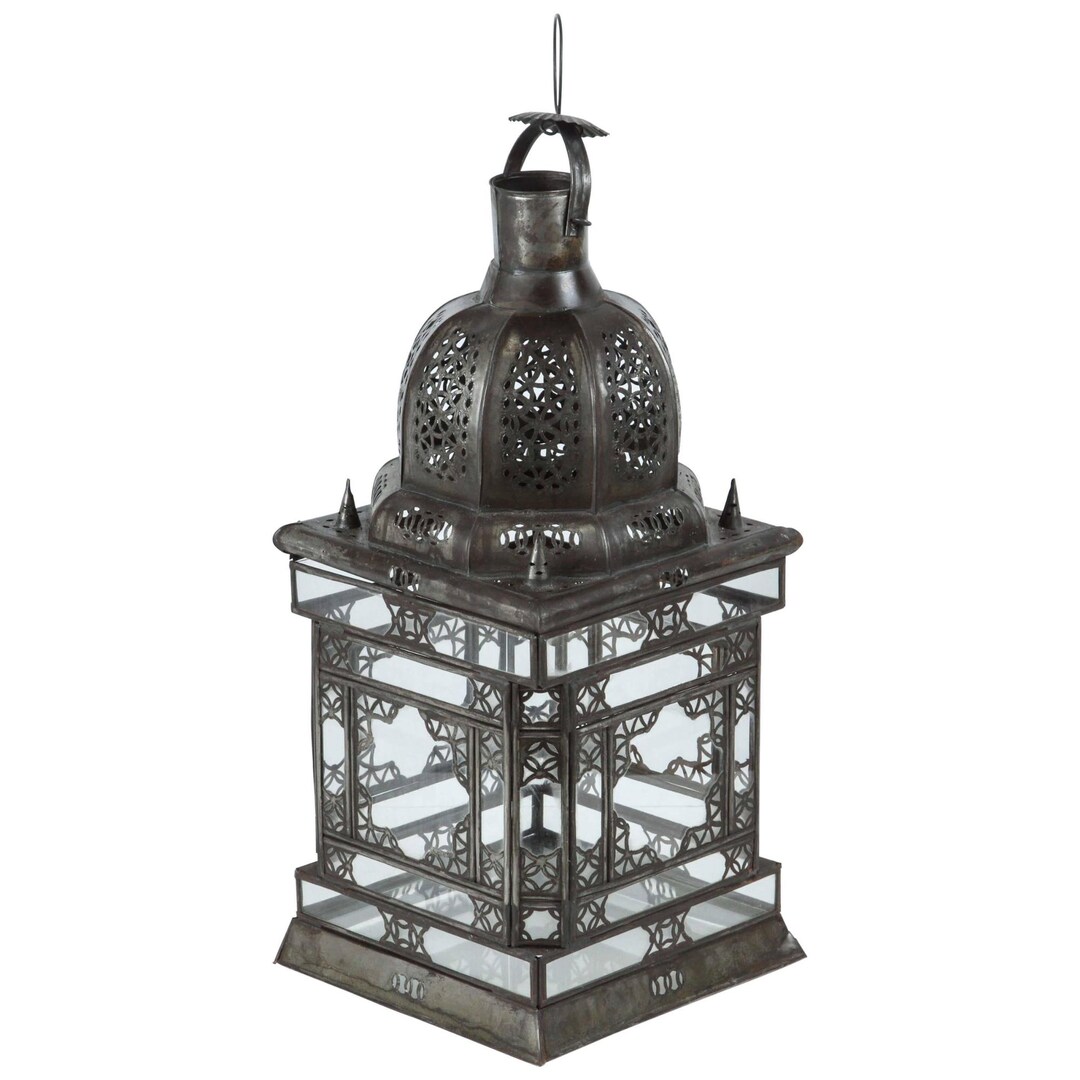 Moroccan Moorish Clear Glass Lantern With Hand-cut Filigree Star Design ...