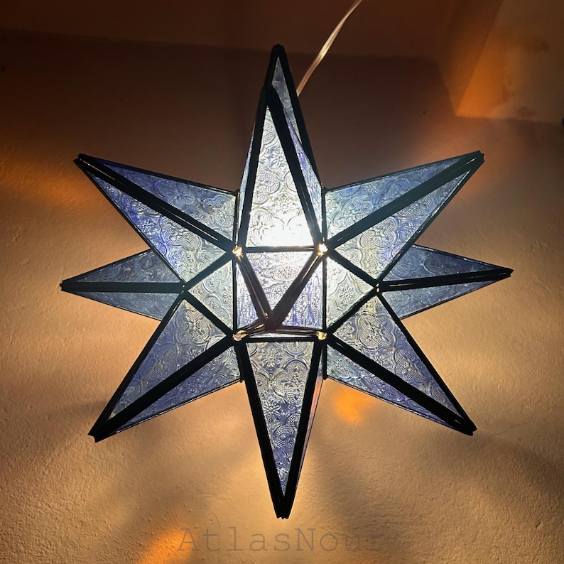 Blue Moravian Star Lantern Hanging Light Star Pendant Home Decor