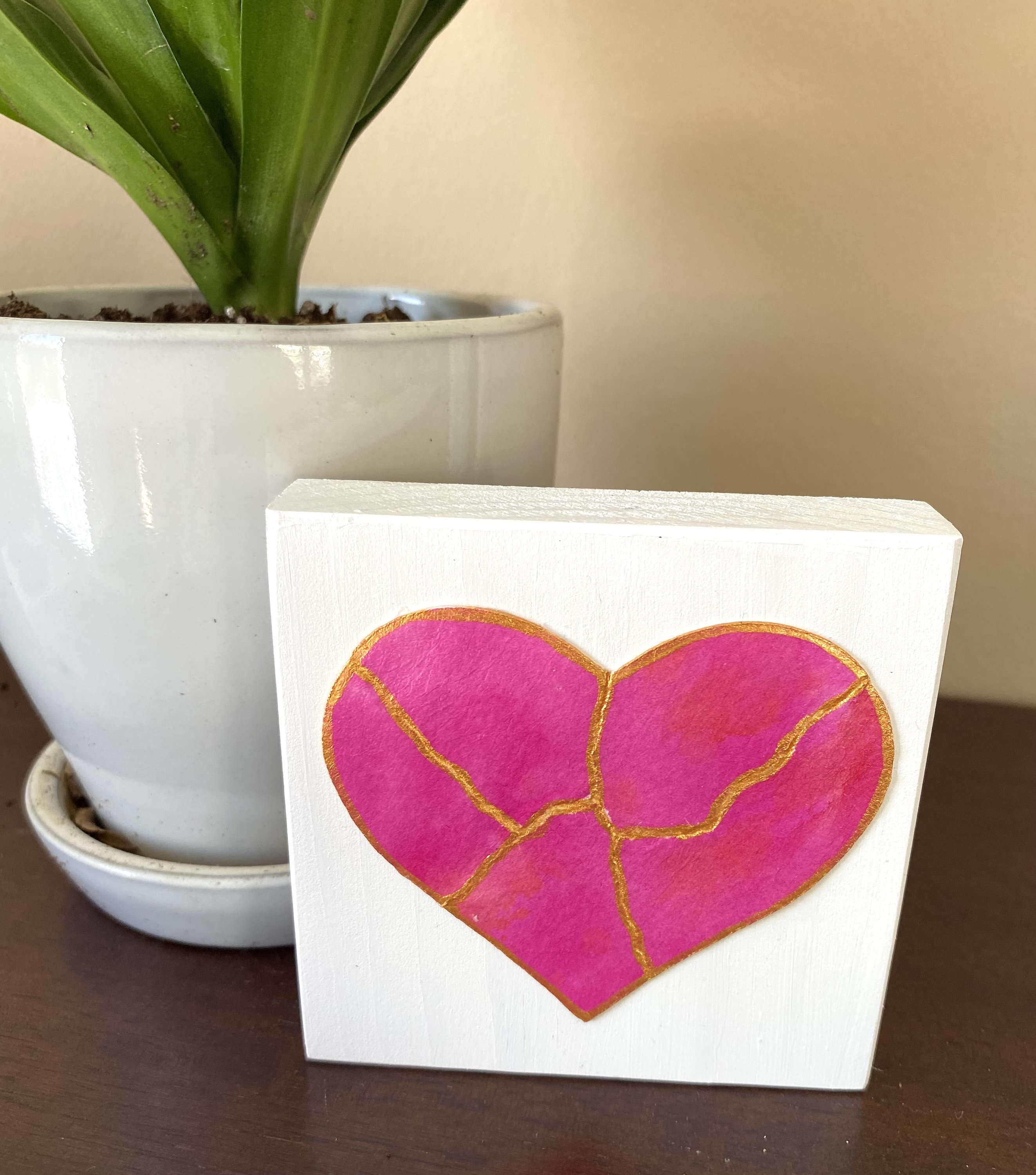 Kintsugi Mended Heart Mini Shelf Art Inspirational Painting on Wood ...