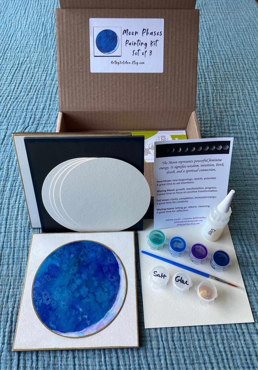 Moon Phase Painting Set of 3 Art Kit - Etsy