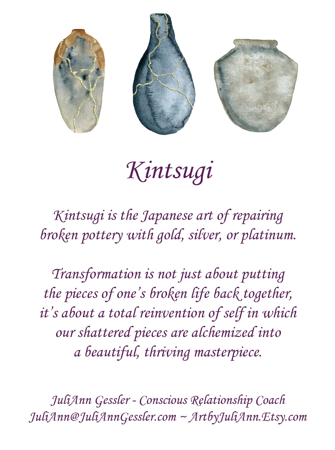 Kintsugi Mended Heart Shelf Art Inspirational Painting on Wood Block ...