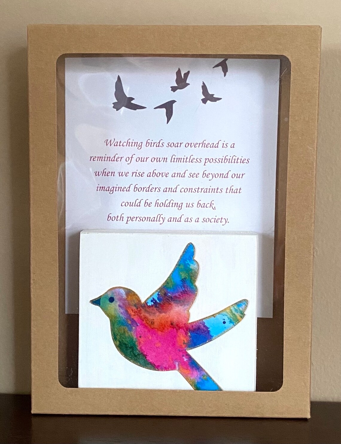 Soaring Bird Inspirational Painting on Wood Block - White - Etsy