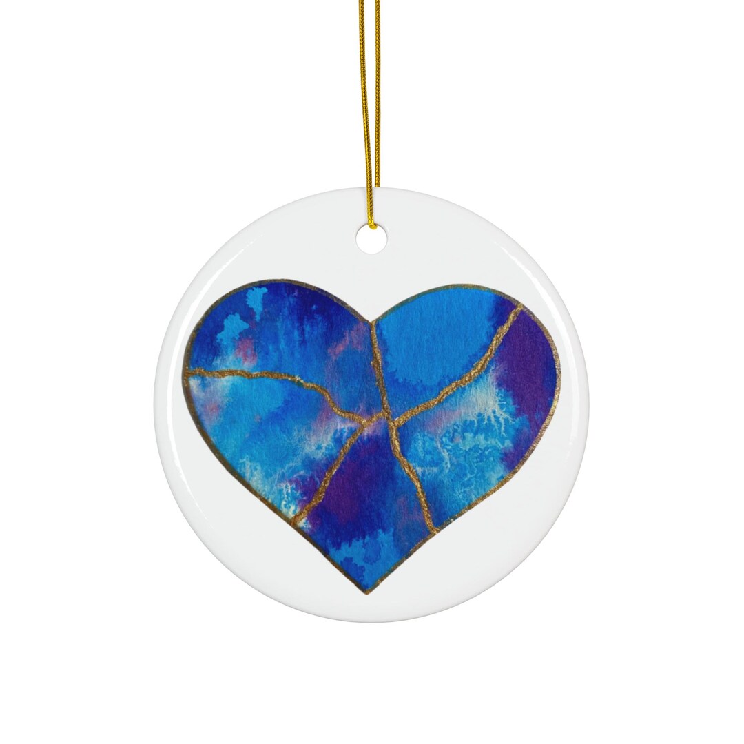 Kintsugi Mended Heart Design, Ceramic Ornament, Sky - Etsy