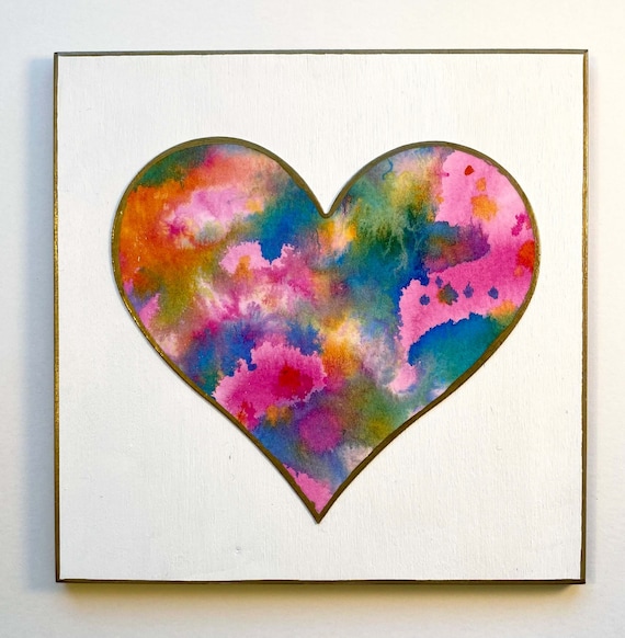 Heart Painting Original Art Watercolor Heart Mounted on 6 X | Etsy