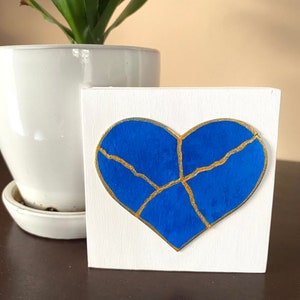 Kintsugi Mended Heart Mini Shelf Art Inspirational Painting on Wood ...