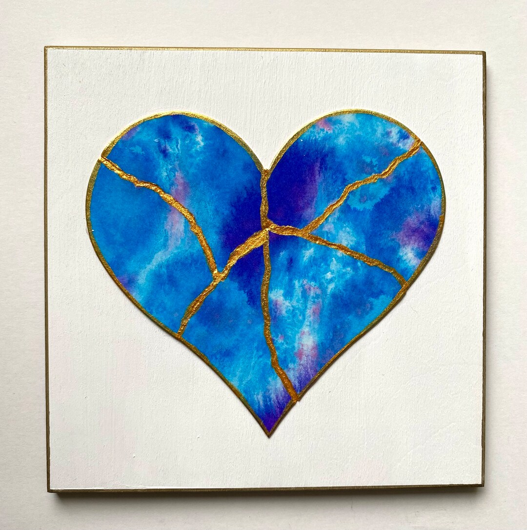 Kintsugi Mended Heart Painting Original Art Watercolor - Etsy