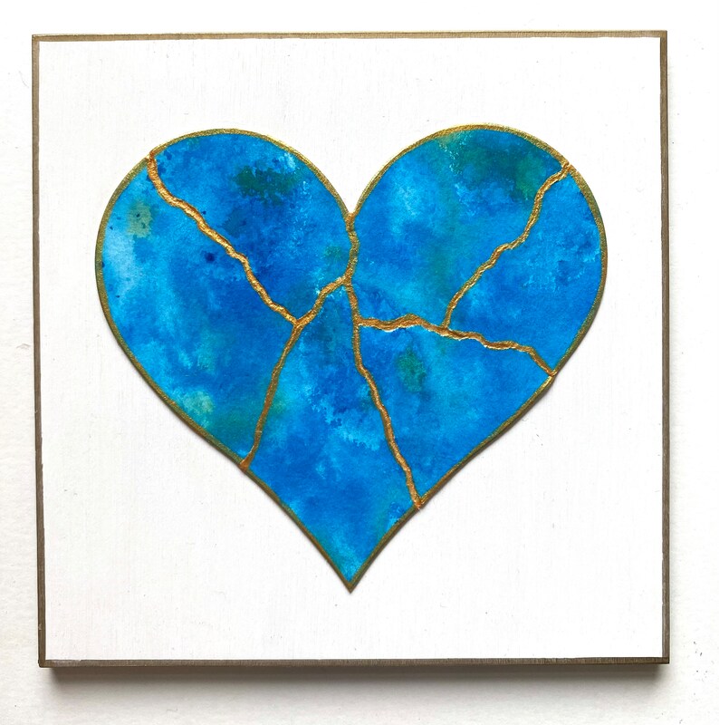 Kintsugi Mended Heart Painting Original Art Watercolor - Etsy